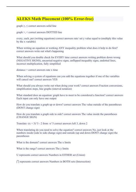Aleks Math Placement 100 Error Free Aleks Math Placement Stuvia Us
