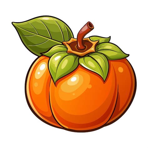 페르시몬 과일 만화 터 일러스트레이션 평평한 스타일의 아트워크 개념 프리미엄 Ai 생성 벡터