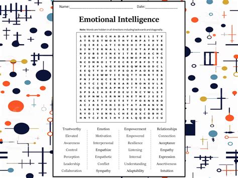 Emotional Intelligence Word Search Puzzle Worksheet Activity Teaching