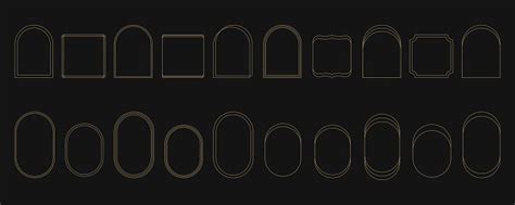 트렌디한 모던 미니멀리스트 Y2k 미적 스타일의 미니멀리즘 선형 아치 프레임 세트 추상 벡터 디자인 개요 요소 호 배너 소셜 미디어 포스터에 대한 기하학적 형태 개체 그룹에