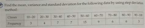 5 Find The Mean Variance And Standard Deviation For The Following Data