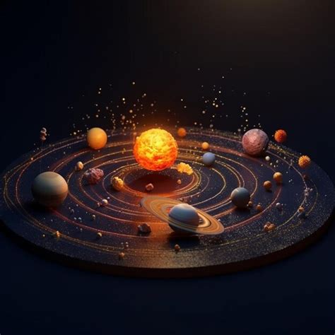 A 3d Illustration Of A Solar System With Planets And Sun Generative Ai