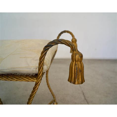 1950s Hollywood Regency Tassel Vanity Stool Bench Chairish