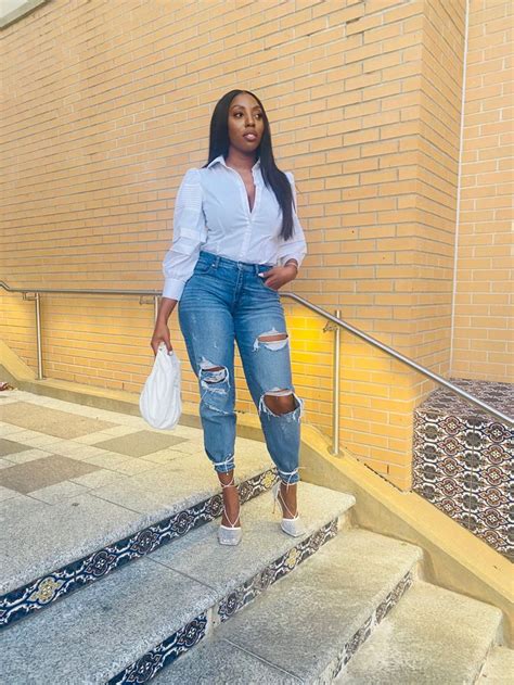Simple White Button Up And Jeans