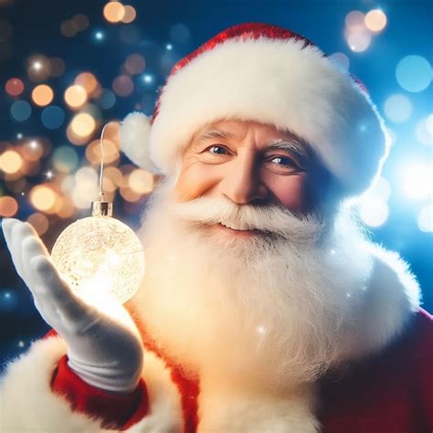 Premium Photo Happy Christmas Santa Claus Holding A Glowing Christmas