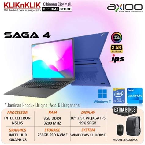 Promo Laptop Axioo Mybook Saga Intel N Quadcore Gb Gb Ssd Win Diskon Di Seller