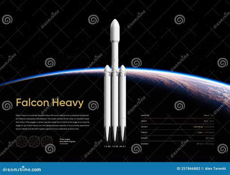 Falcon Heavy Rocket 3d Illustration Poster Stock Illustration