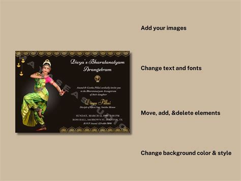 Arangetram Invitation Template Arangetram Evite Upload Bharatanatyam