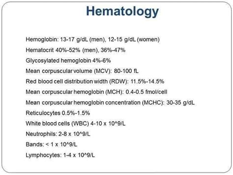 Biochemistry Normal Values In Body Facebook
