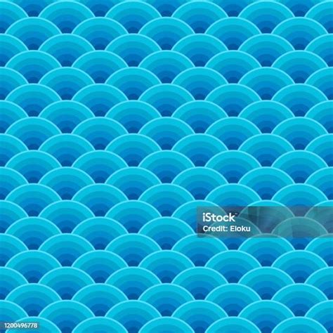 원활한 블루 오션 웨이브 패턴 중국과 일본 용 물고기 비늘 장식 벡터 일러스트레이션 0명에 대한 스톡 벡터 아트 및 기타 이미지 0명 Seigaiha 곡선 Istock