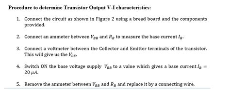 Solved Procedure To Determine Transistor Output V I Chegg
