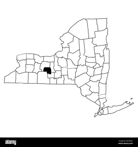 Map Of Yates County In New York State On White Background Single