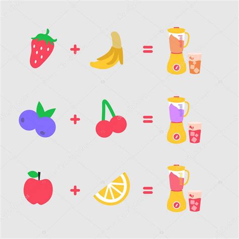 Muchos tipos de frutas coloridas modernas simples como plátano fresa