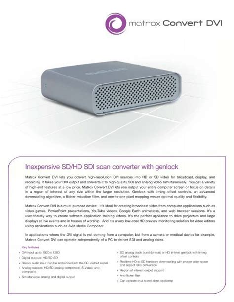 Inexpensive SD HD SDI Scan Converter With Genlock Visual Impact