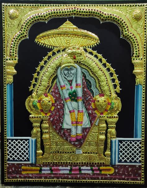 Shirdi Sai Baba With 3D Embossing Tanjore Painting 18 X 24