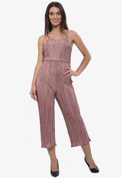 Rose Gold Plisse Open Tie Back Stappy Jumpsuit Missrebel