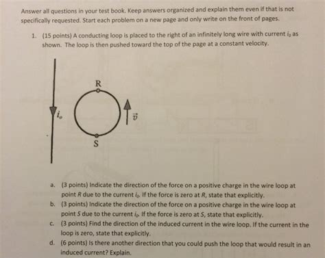 Solved A Conducting Loop Is Placed To The Right Of An Chegg Com