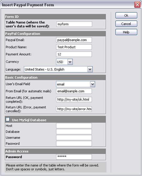 Paypal Payment Form