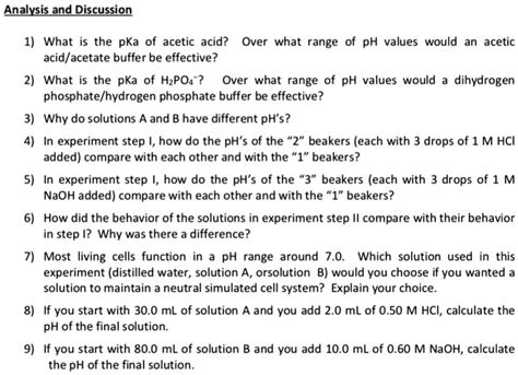 Analysis And Discussion What Is The Pka Of Acetic Acid Over What Range Ofph Values Would Acetic