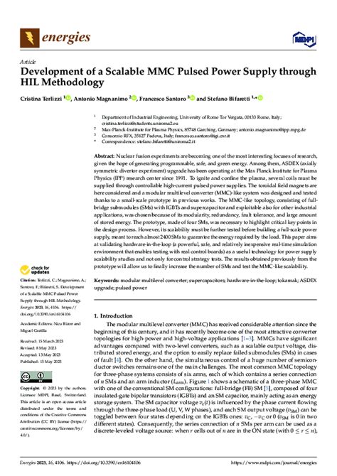 Pdf Development Of A Scalable Mmc Pulsed Power Supply Through Hil Methodology Stefano