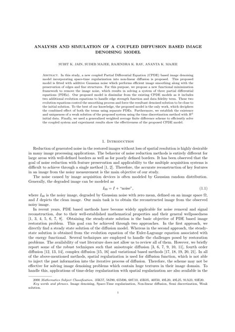 pdf analysis and simulation of a coupled diffusion based image