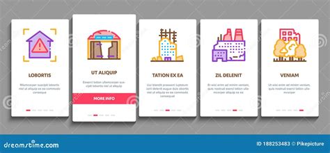 Broken House Building Onboarding Elements Icons Set Vector Stock Vector