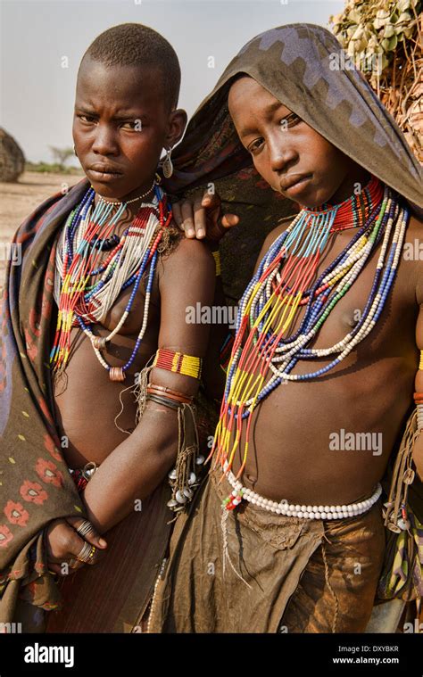Girls Of The Arbore Tribe In The Lower Omo Valley Of Ethiopia Stock