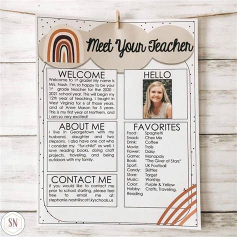 Boho Rainbow Meet the Teacher Template | Editable | TPT