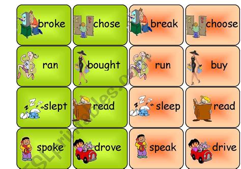Irregular Verbs Memory Game Esl Worksheet By Nitza