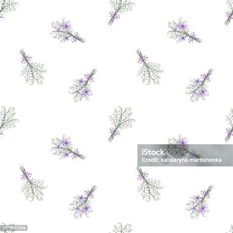 원활한 패턴 수채화 봄 꽃입니다 코피스 Hepatica 첫 번째 봄 꽃 계곡의 봄 백합 섬세한 라일락 꽃의 그림입니다 흰색과 보라색 꽃으로 손으로 그린 질감 0명에 대한