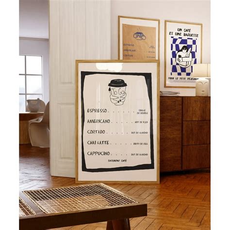 Poster Coffee Menu Wall Art Retro Coffee Bar Print Coffee Shop Poster