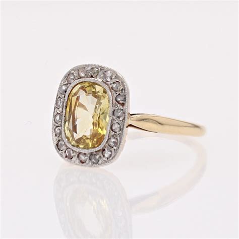 Bague Saphir Jaune Et Diamants Ancienne Bijoux Anciens Bagues Or