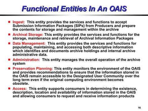 Reference Model For An Open Archival Information Systems Oais Overview And Current Status