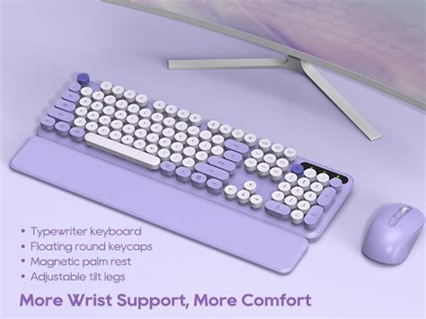 Mua Wireless Keyboard And Mouse Combo Round Keycaps Full Size Retro Typewriter Keyboard With