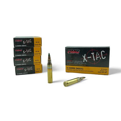 Pmc X Tac 556mm M855 62 Grain Green Tip Ammunition 100 Rounds