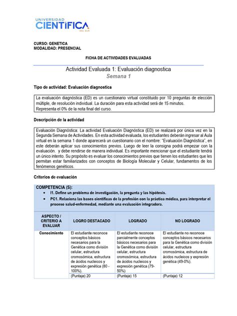 Ficha Genetica Mh 402 2024 2 1 Pdf Evaluación Infografia