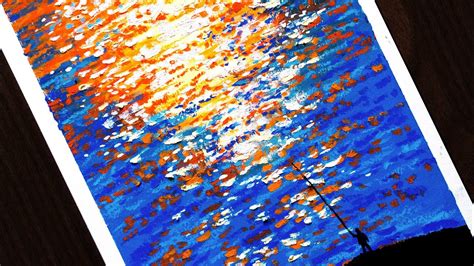 Oil Pastel Drawing Sea Sunset Stars