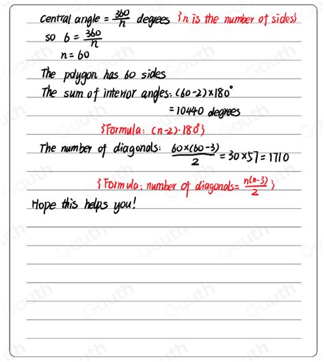 Solved Find The Sum Of The Interior Angles And The Number Of Diagonals