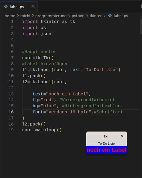 Python Tkinter Label Erstellen Programmieren Lernen