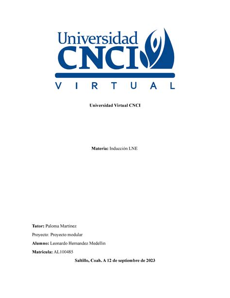 Proyecto Modular Portada Formato Apa Universidad Virtual CNCI