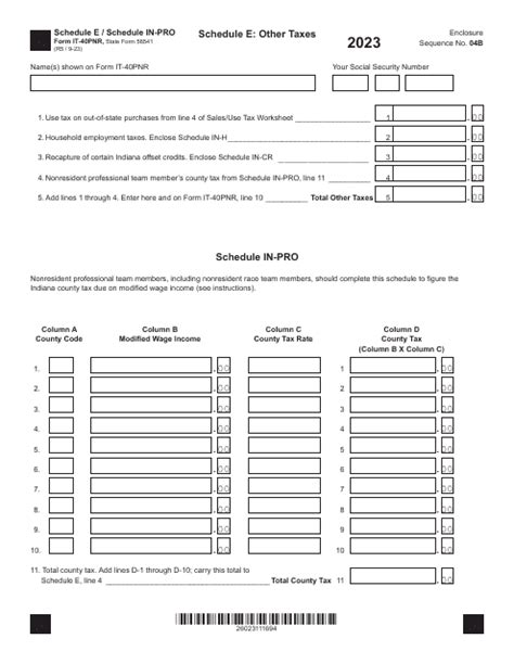 Form It 40pnr State Form 56541 Schedule E In Pro 2023 Fill Out