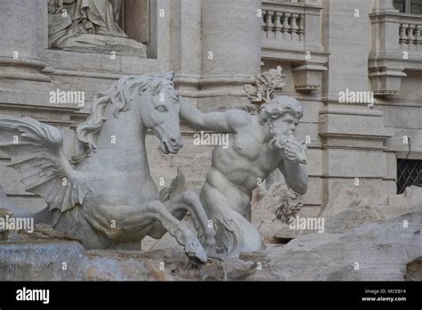 Tritons Guide Oceanus Shell Chariot Taming Hippocamps In Trevi