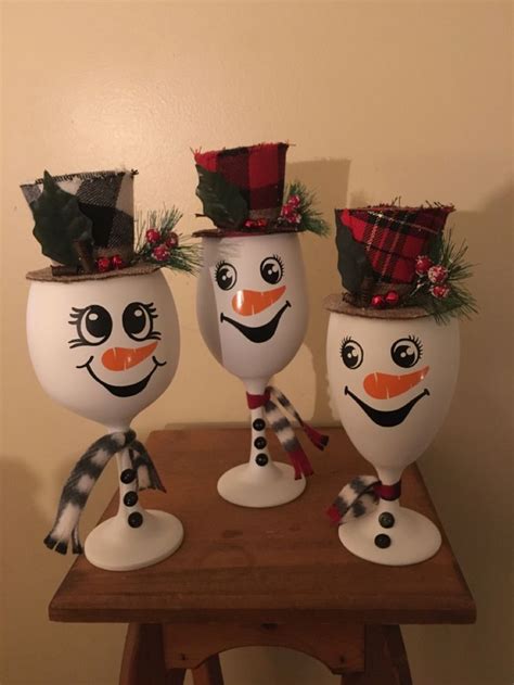 Snowman Wine Glass Wine Glass Christmas Crafts Xmas Crafts