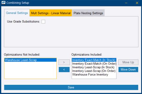 Define Default Combining Optimizations For Combining Tekla User Assistance