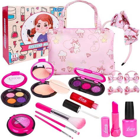 Loyo Girls Pretend Play Makeup Sets Fake Make Up Kits With Cosmetic Bag