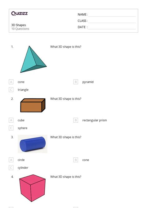 50 3d Shapes Worksheets For 1st Class On Quizizz Free And Printable