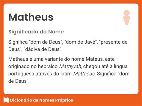 Significado do nome Matheus Dicionário de Nomes Próprios
