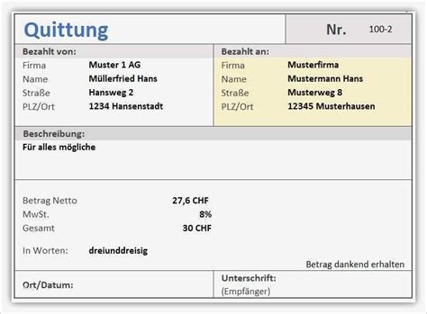 Rechnung Von Privat An Firma Vorlage Cool Quittung