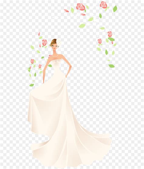 Free Bride Wedding Dress Euclidean Vector Beautiful Bride Wedding Flowers Vector Material