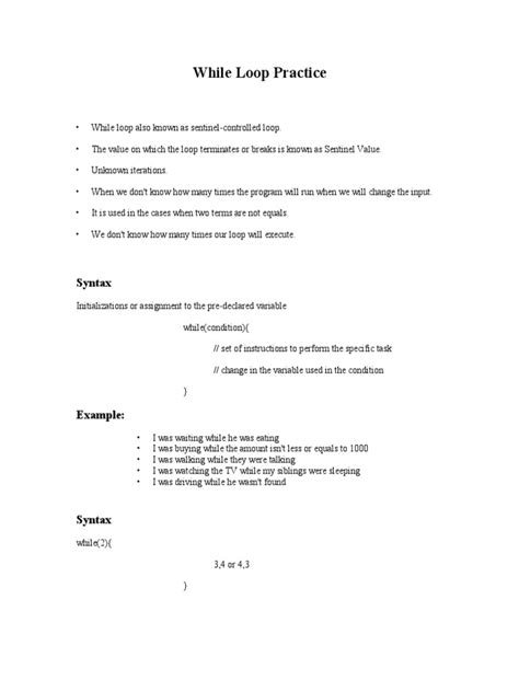 While Loop Practice 1 Pdf